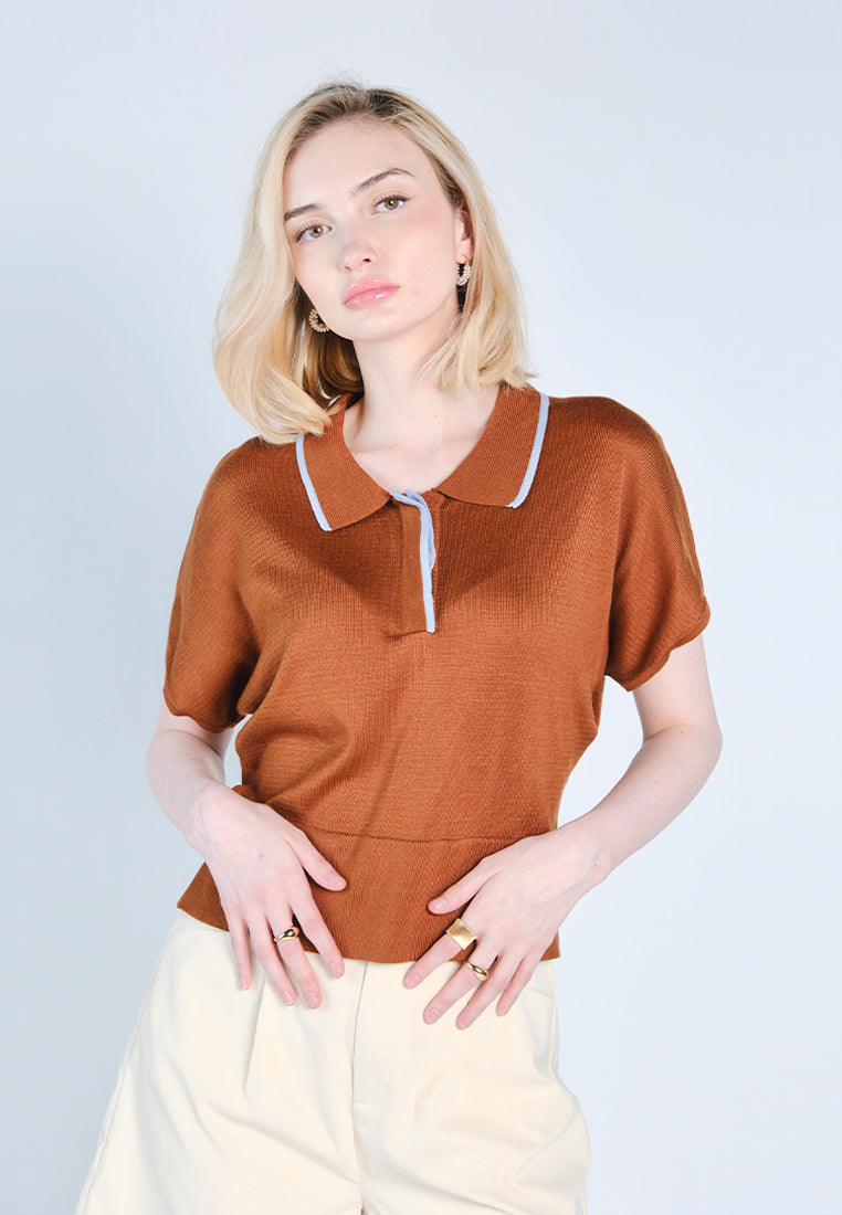 Nobleza Frazer Short Sleeve Top (Brown) – Plains & Prints