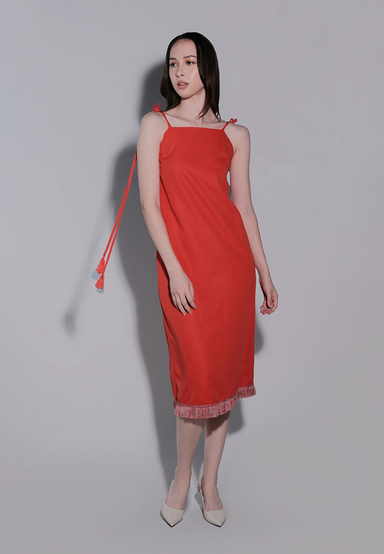 Holiday 2025 Ingrid Sleeveless Dress (Red) – Plains & Prints